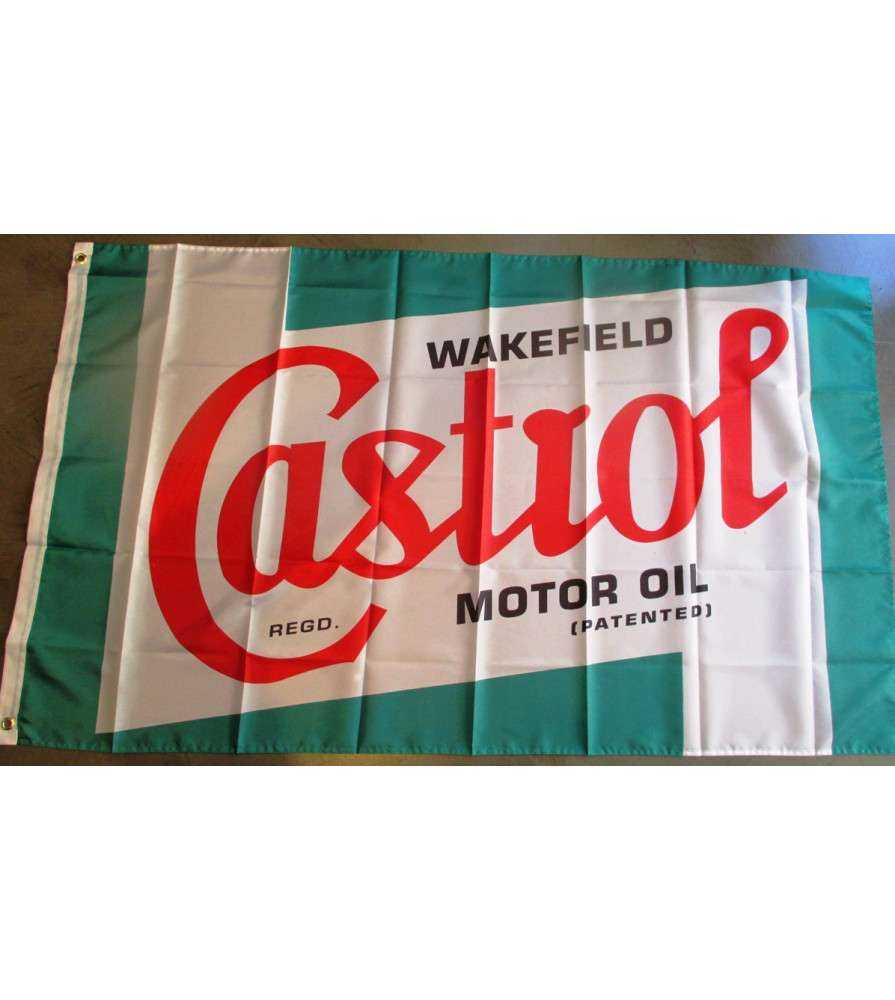 drapeau castrol motor oil logo vert et rouge huile flag