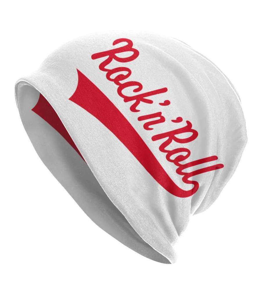 White cap Rock N Roll written in red man adult woman