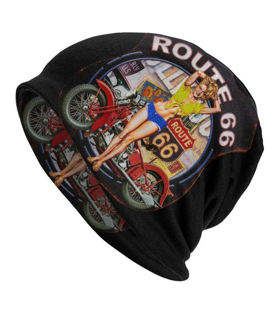 bonnet pin up moto rouge route 66 homme femme adulte