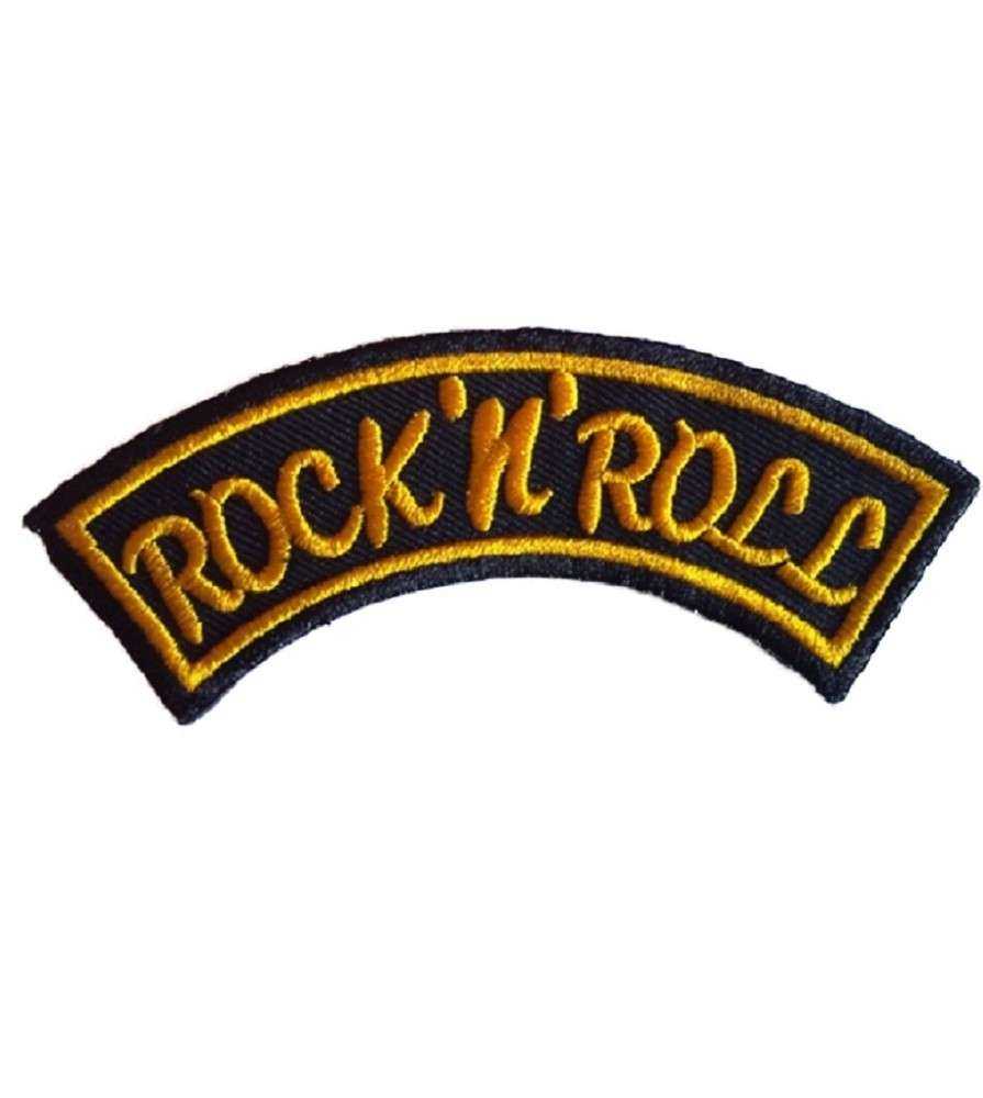 patch rock & roll banderole noir jaune ecusson rockab