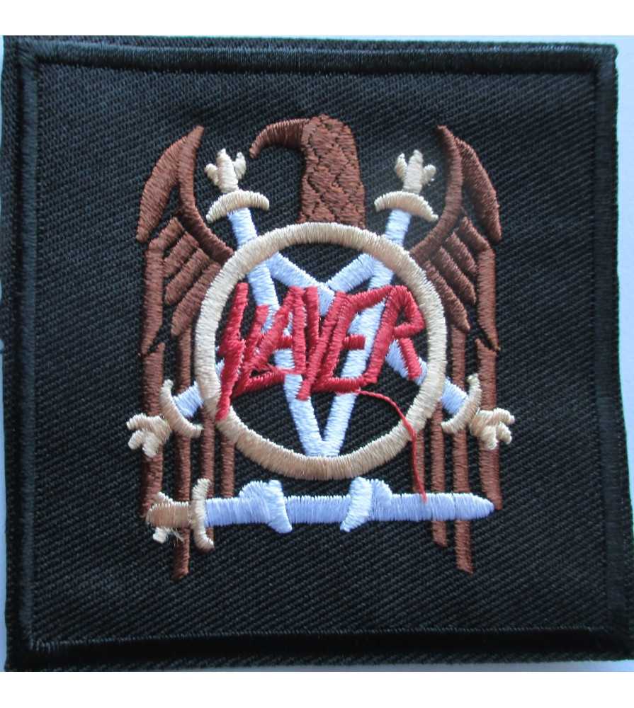 slayer patch black square eagle logo 7.5 cm iron-on badge