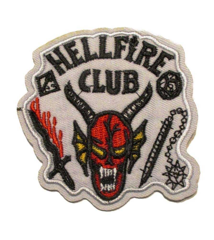patch 12cm hellfire club blanc demon devil écusson thermocollant pour veste blouson