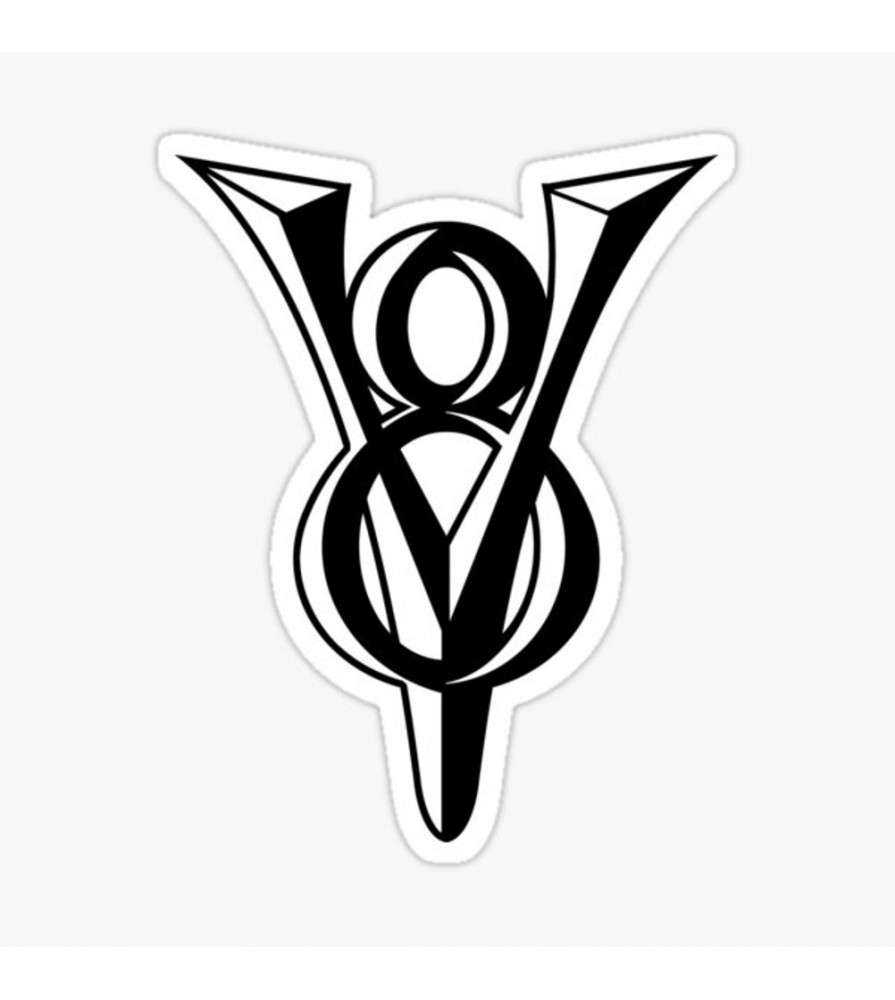 sticker fin logo v8 noir et blanc 9x 7cm autocollant voiture ancienne